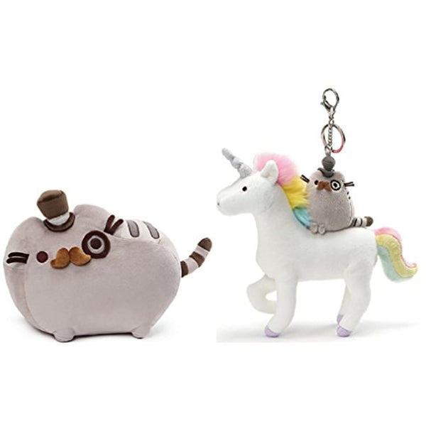 GUND Fancy Pusheen Plush Bundle with Large Fancy Pusheen Unicorn Keych ...